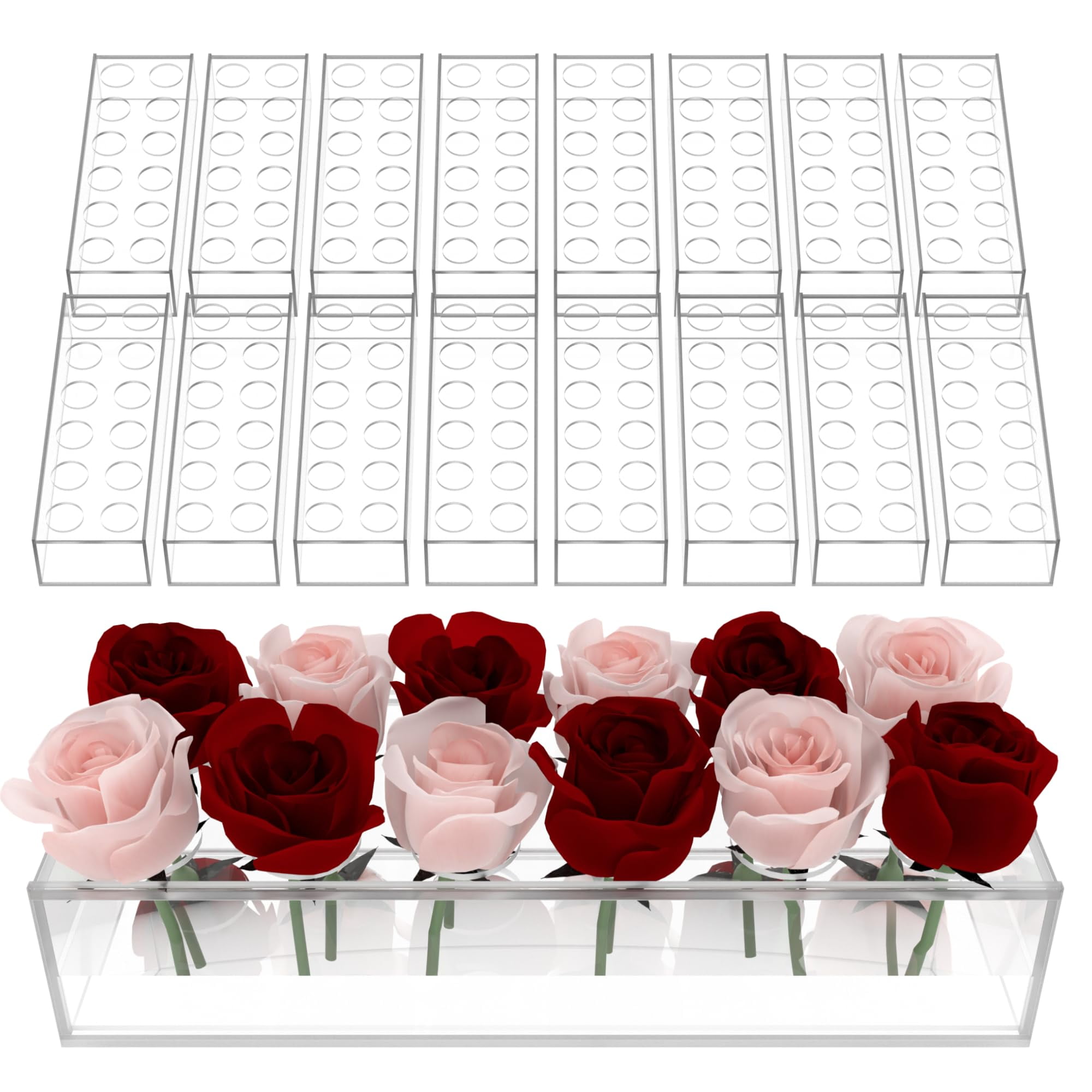 16 Pack 12" Clear Acrylic Flower Vase, Rectangular Floral Centerpiece ...