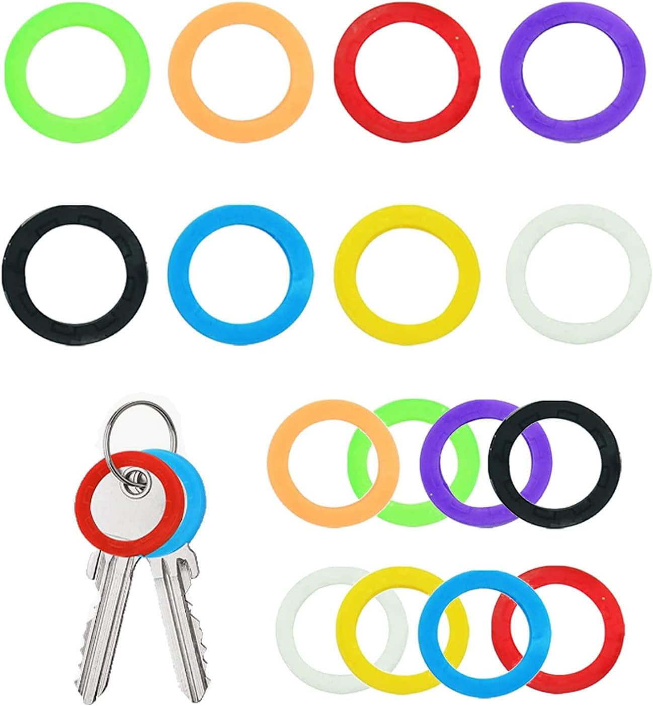 16 Pack 2.5cm Round Key Caps Covers in 8 Assorted Colors Plastic Key ...