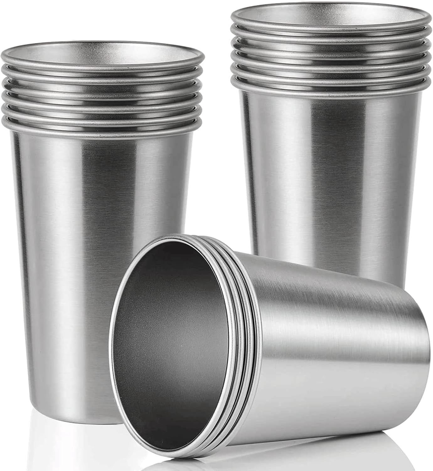 16 Pack 24oz Stainless Steel Pint Cup,Healthy Unbreakable and Stackable ...