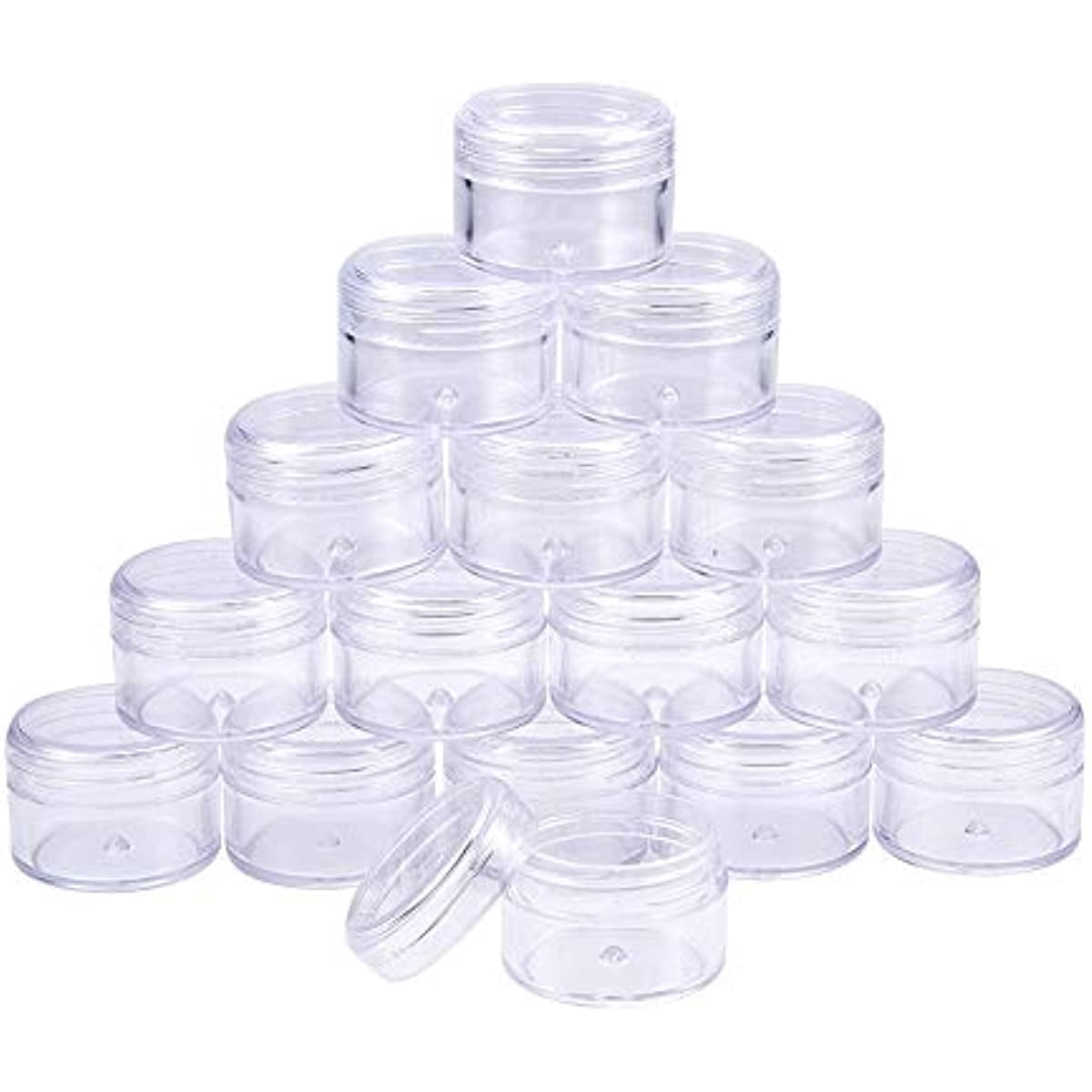 16Pack 25ml Empty Clear Plastic Bead Storage Container jar with Rounded ...