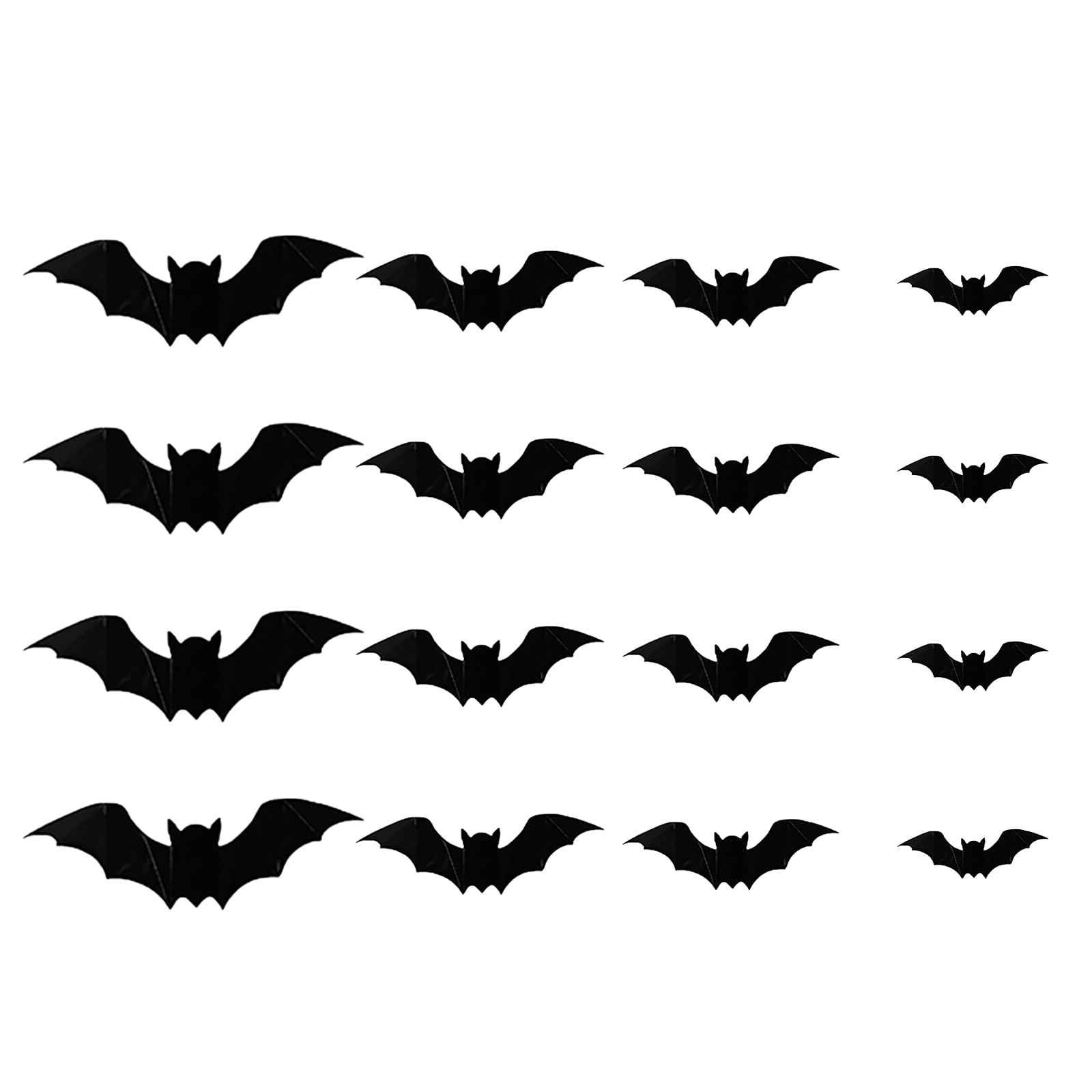 16 Pack 3D Bat Decorations 4 Different Sizes Realistic Scary Black Bat ...