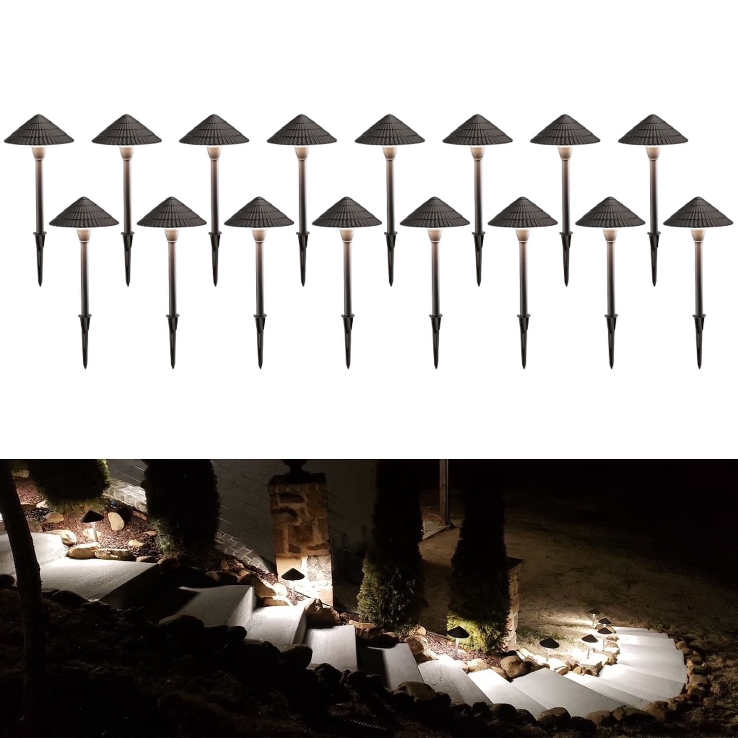 16 Pack 3W LED Outdoor Landscape Light, 12-24V Low Voltage, Waterproof ...