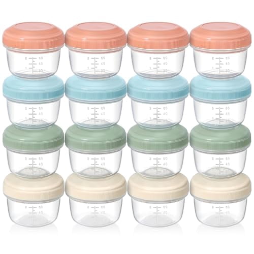 [16 Pack] 4 oz Small Containers with Lids, Reusable Plastic Jars for ...