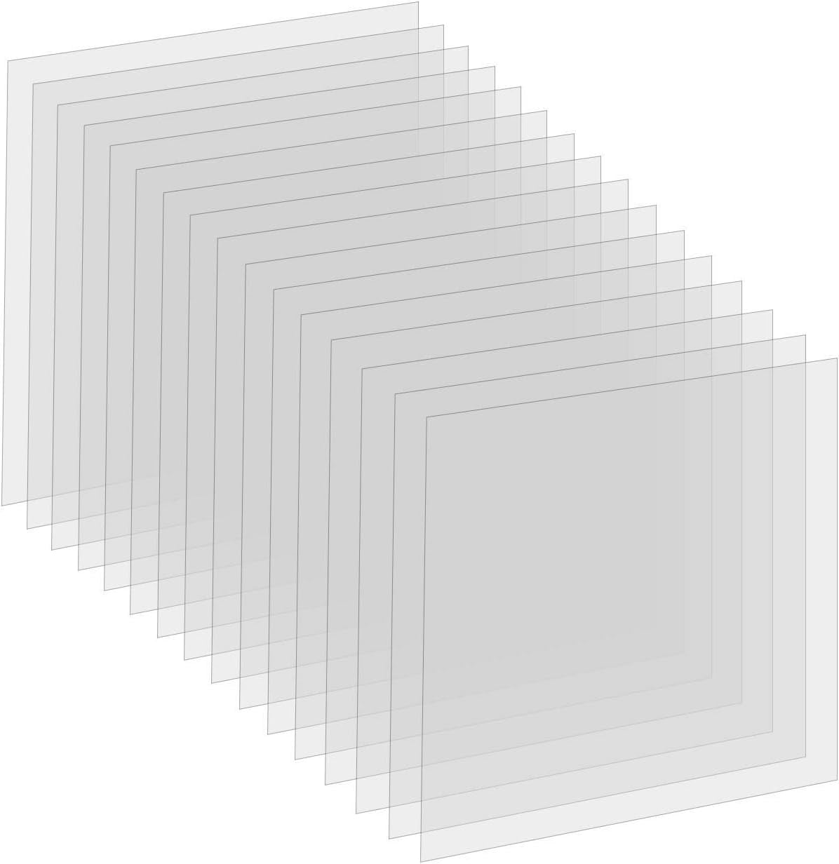 16 Pack 6 Mil Clear Mylar Stencil Sheets, 12" x 12" Blank Reusable Plastic Template Sheets for ...