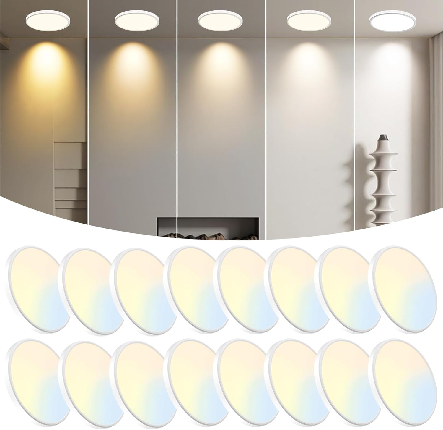 16-Pack 7.5Inch LED Ceiling Lights, 5 Colors Selectable Flush Mount ...