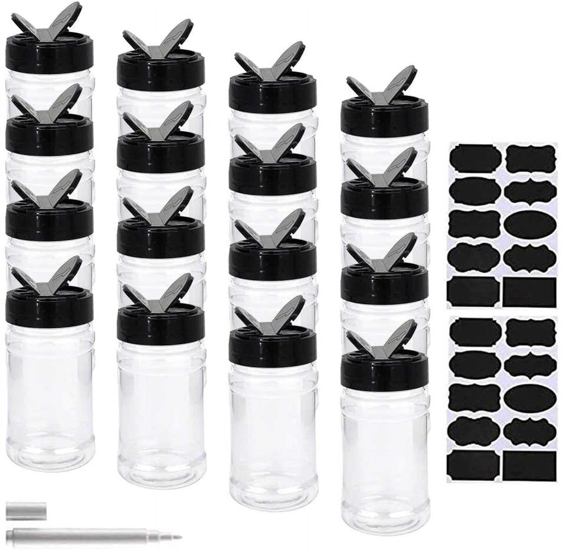 16 Pack 7oz Clear Plastic Spice Jars,Storage Container Bottle ...
