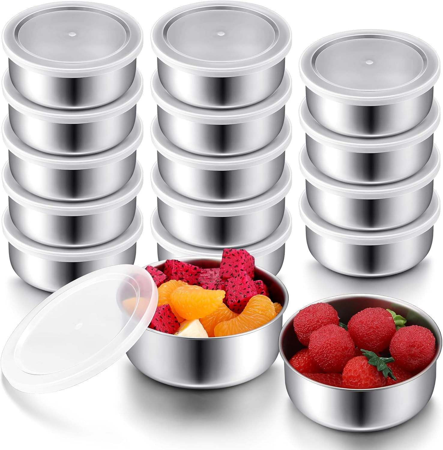 16 Pack 9 oz Stainless Steel Container Stainless Steel Snack Containers ...