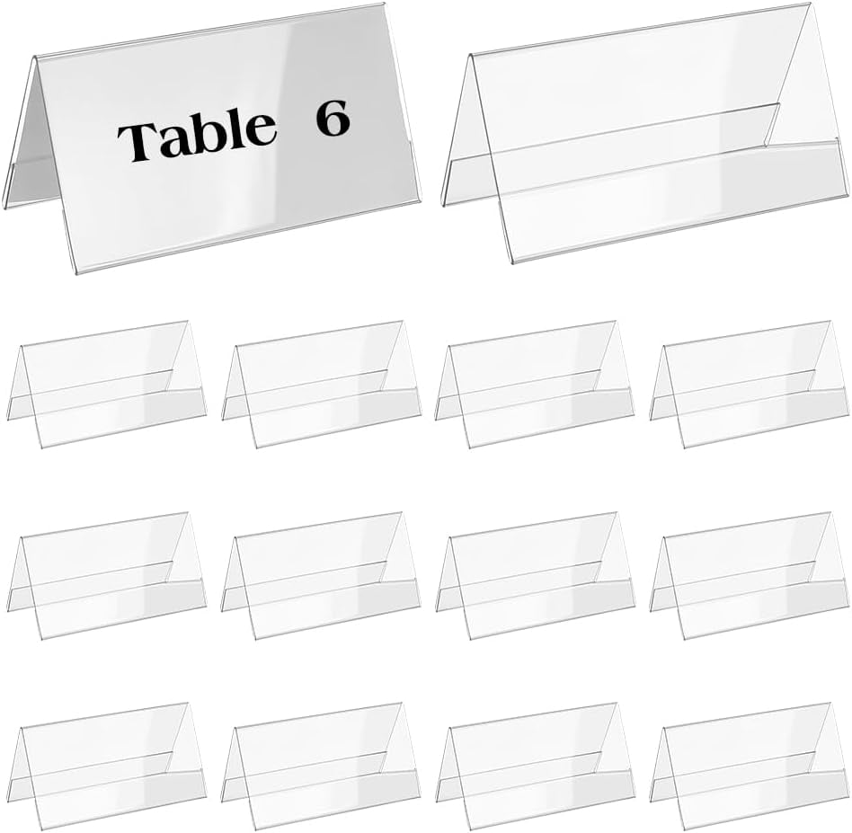 16 Pack Acrylic Table Name Plates 2.3x4.7inch Blank Name Plate Holder ...