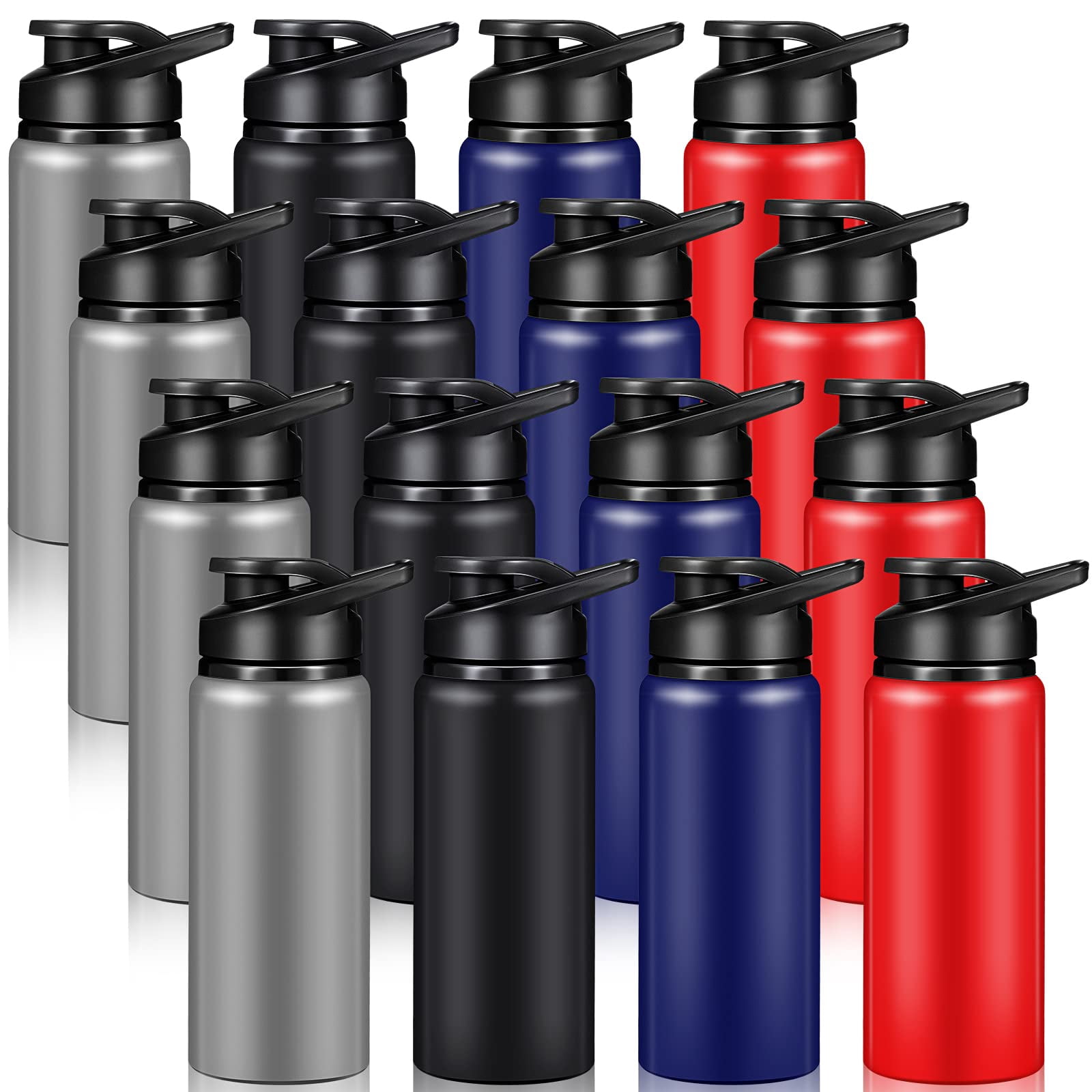 16 Pack Aluminum Water Bottles With Snap Lid Reusable Sports ...