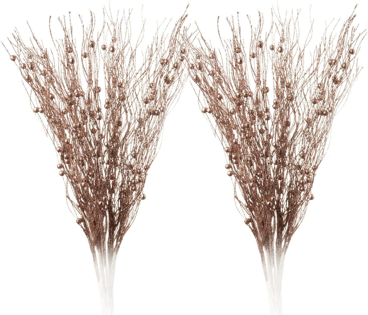 16 Pack Artificial Glitter Berry Stem Ornaments, Christmas Decorative ...