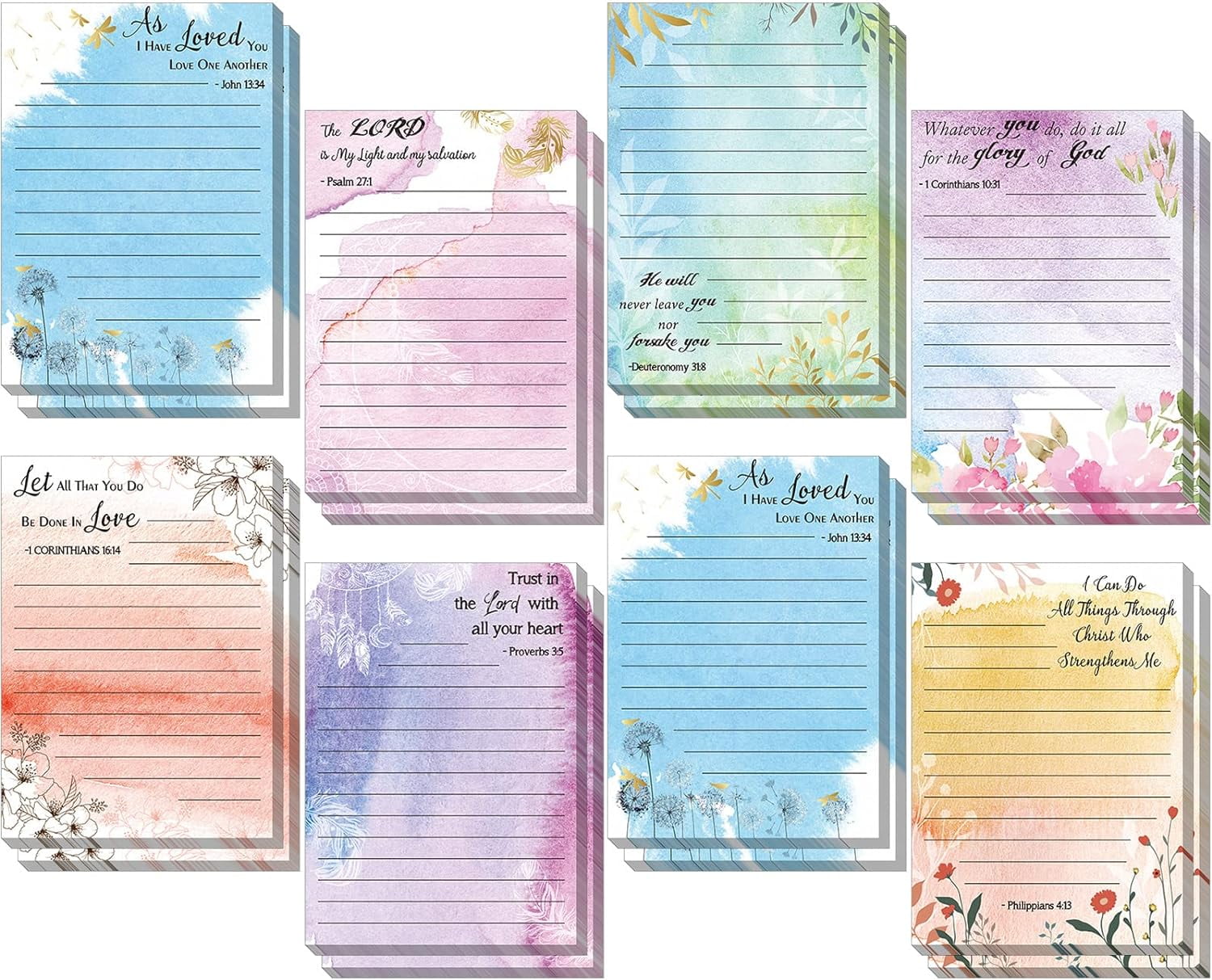16 Pack Bible Verse Sticky Notes 4 x 5 Inch Christian Memo Pads ...