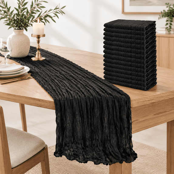 16 Pack Black Cheesecloth Table Runner 10 Ft Long Semi Sheer Gauze ...
