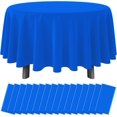16 Pack Blue Plastic Tablecloths for Round Tables, Disposable ...
