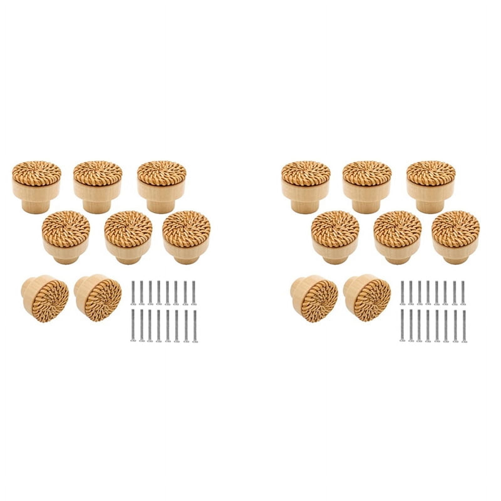 16 Pack Boho Rattan Knobs for Dresser Drawers Wood Cabinet Knobs for ...