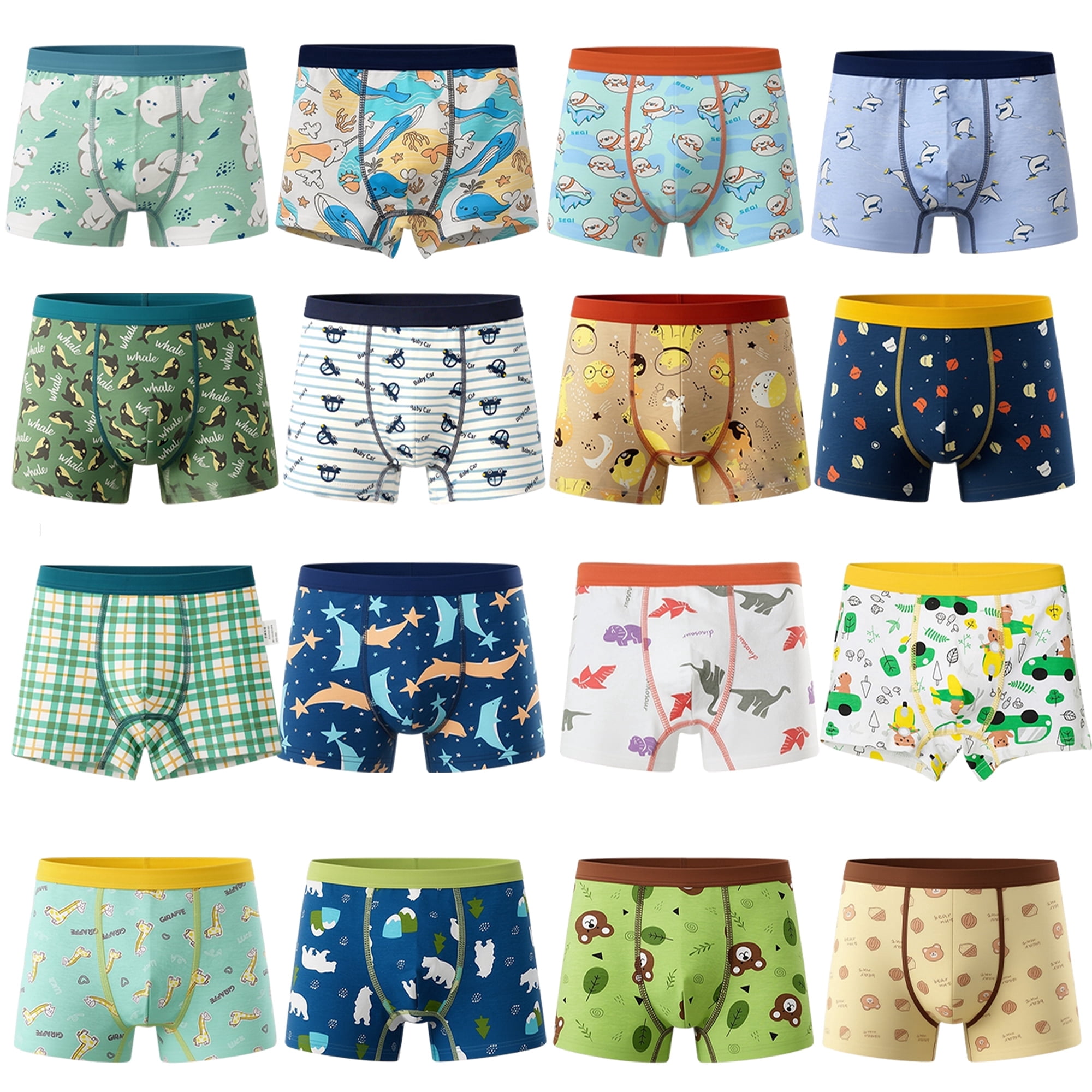 16-Pack Boys Boxer Underwear for Toddler , Cotton Kids Briefs ...