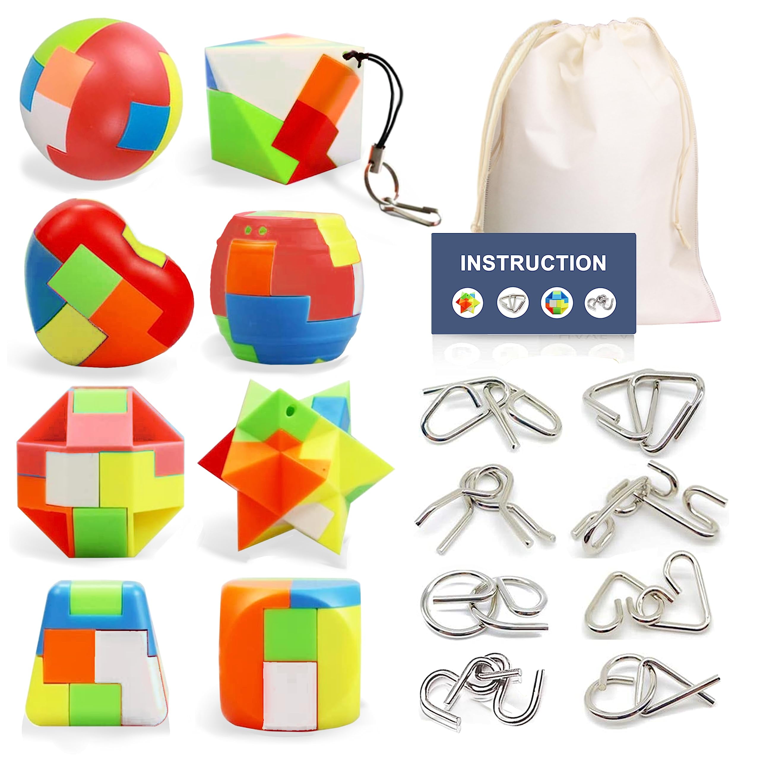 16 Pack Brain Teasers AIF9 Puzzles for Kids & Adults, Brain Teasers ...