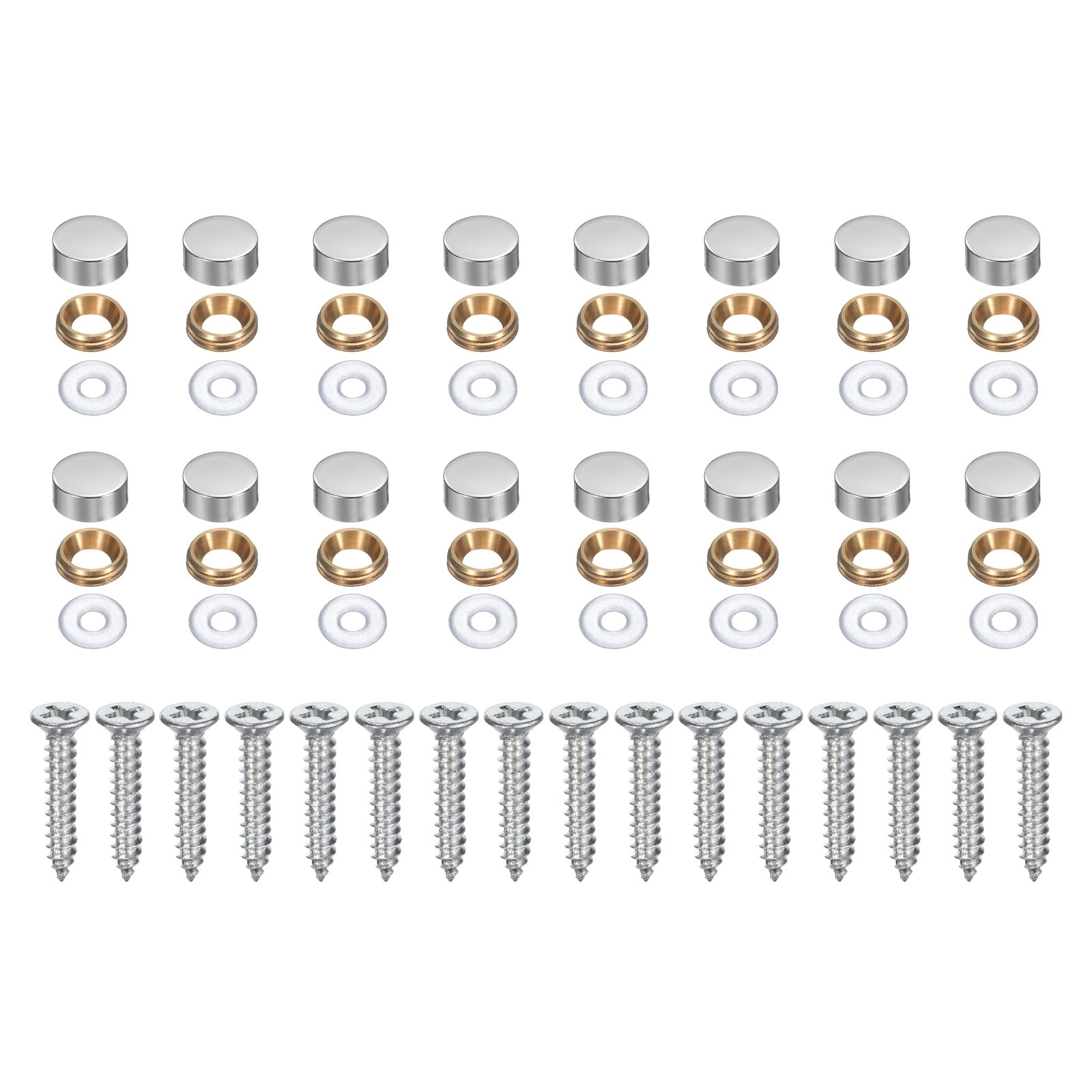 16 Pack Brass Decorative Screws with Caps, 12mm Mirror Screws Cover ...