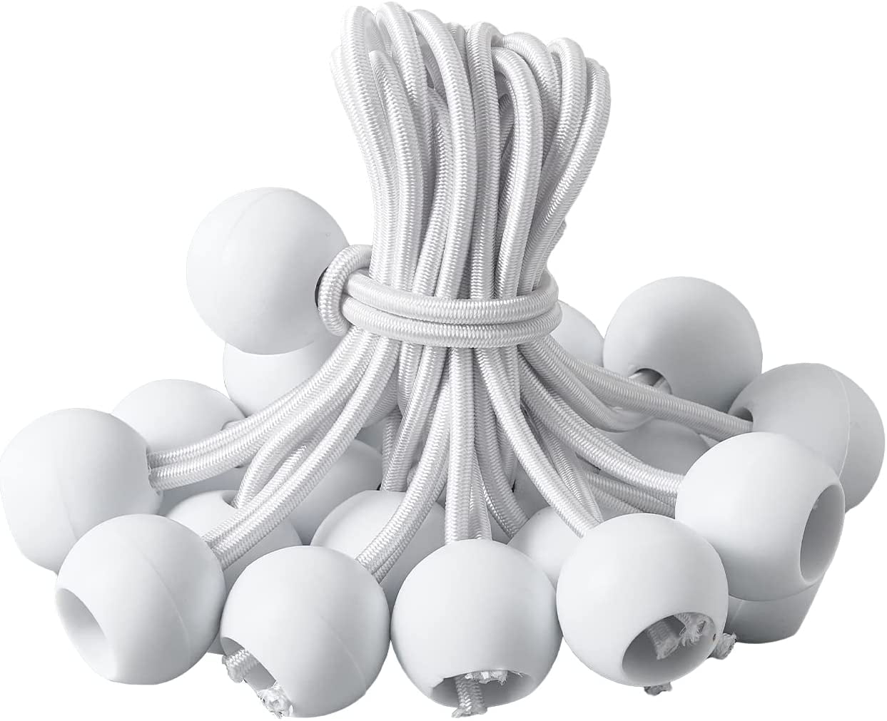 16 Pack Bungee Balls Cords, White Ball Bungee Heavy Duty Heavyweight 4 ...