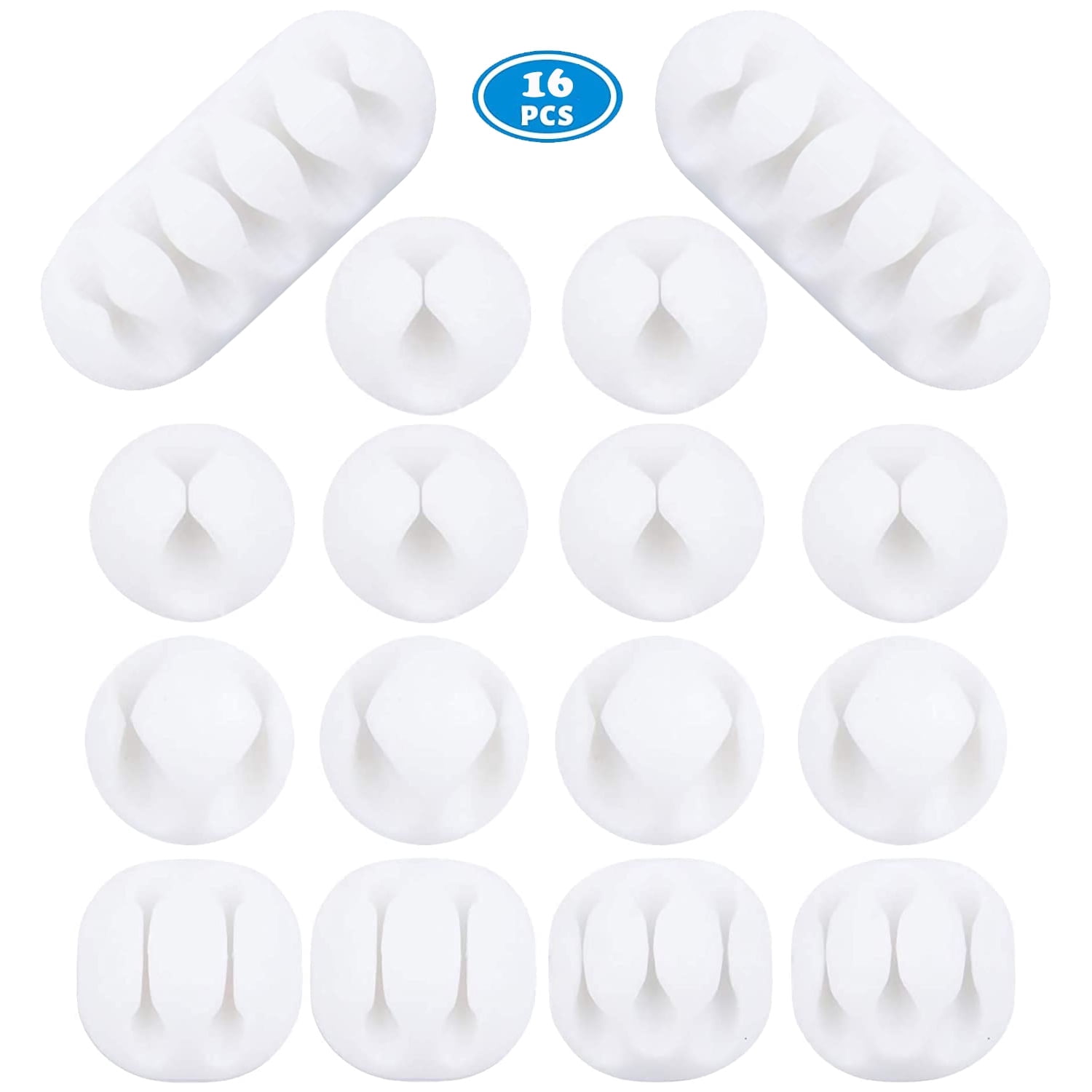 16 Pack Cable Clips for Wire Organizer, Adhesive Cord Holders for Desk ...
