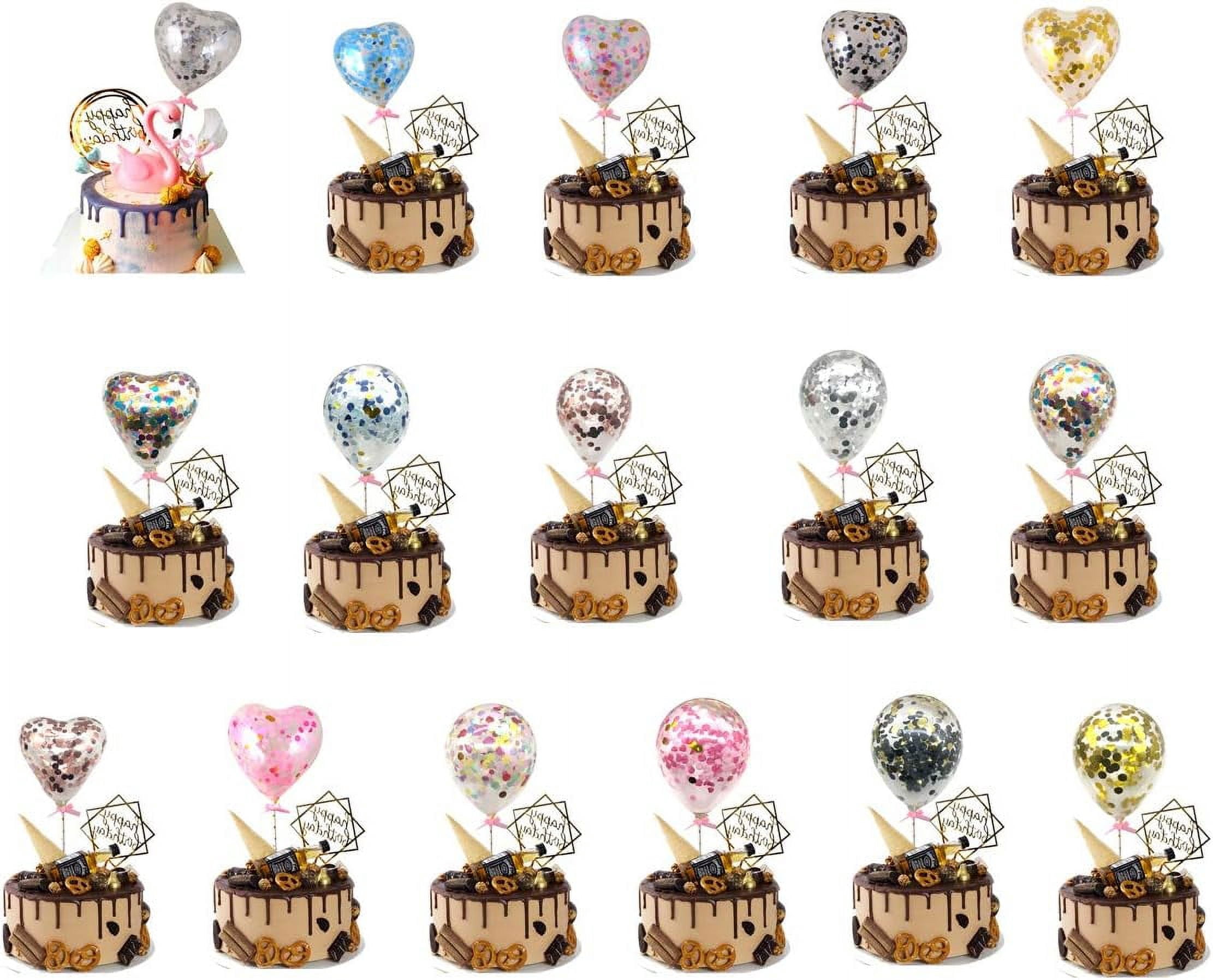 16 Pack Cake Topper Balloons Mini 5 inch Confetti Latex Party Balloons ...