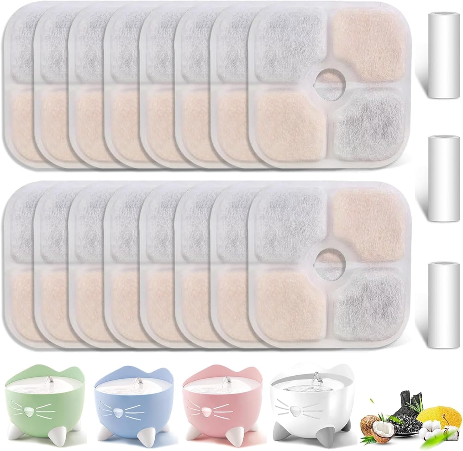 16 Pack Cat Water Fountain Filter Replacement Compatible with Catit ...