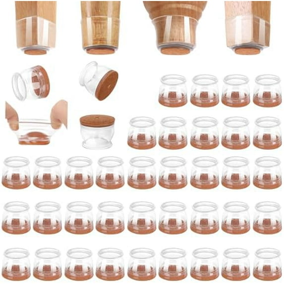16 Pack Chair Leg Floor Protectors for Hardwood Floors, Silicone Felt ...