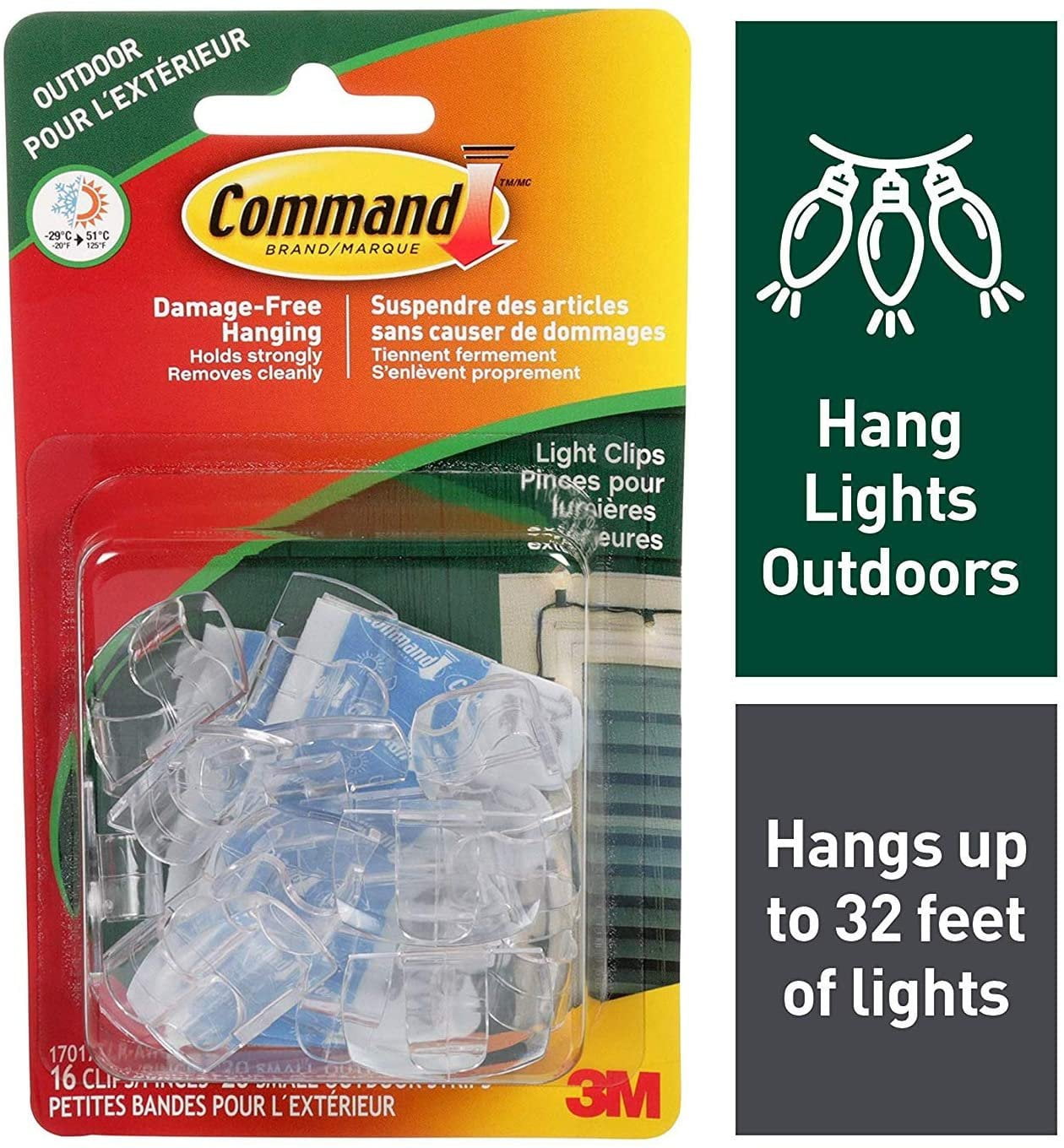 16 Pack Clear Light Clips, with 20 Small Foam All Weather Strips ...