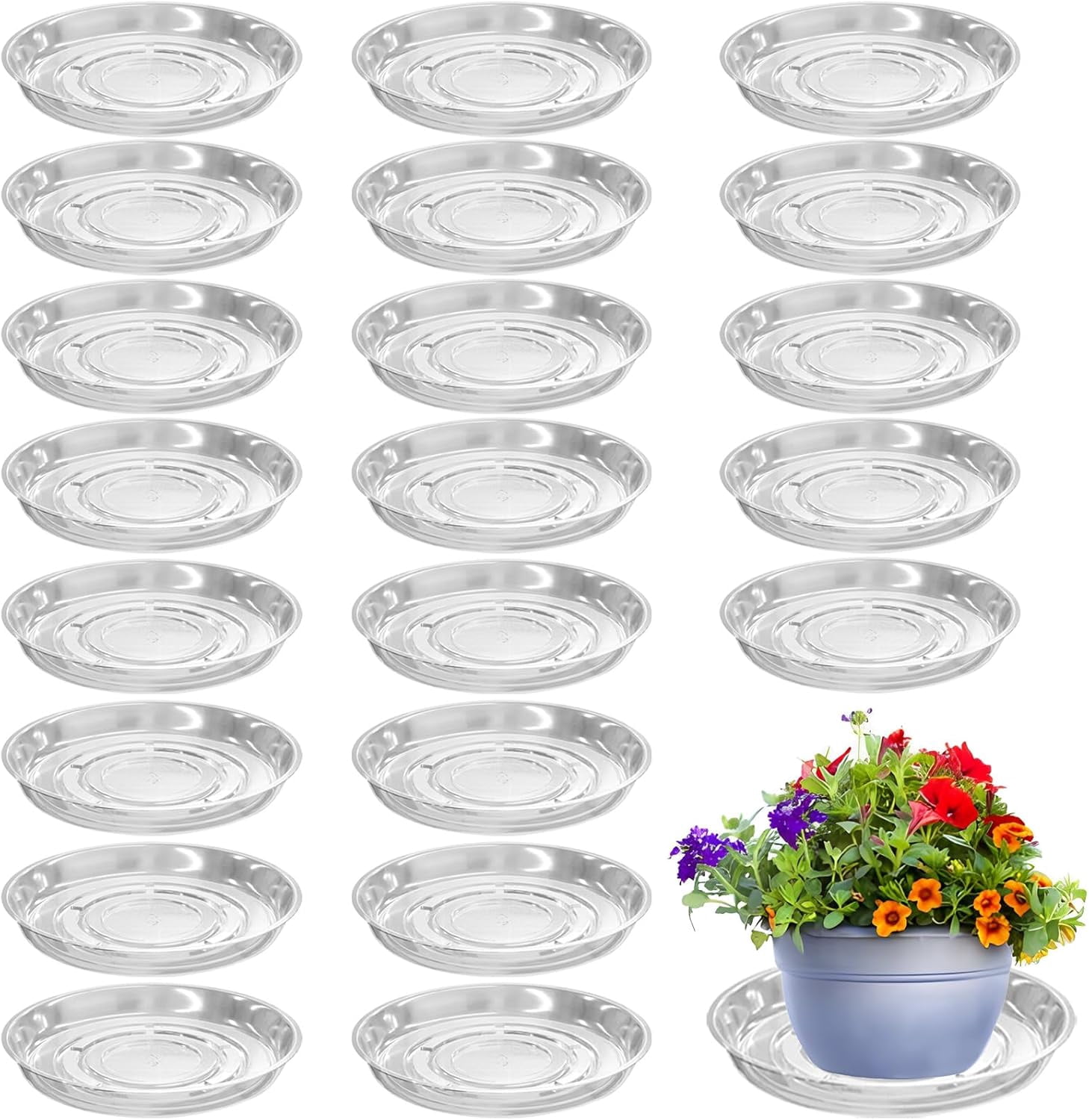 16 Pack Clear Plastic Plant Saucers 16 inch Plant Trays for Pots Plant ...