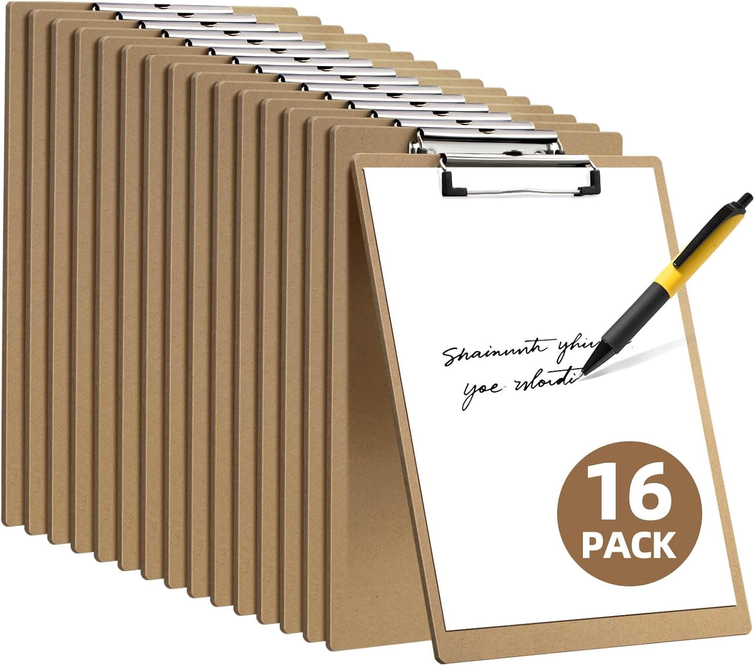 16 Pack Clipboard 8.5 x 11 Letter Size Clip Boards Bulk, A4 Wooden ...