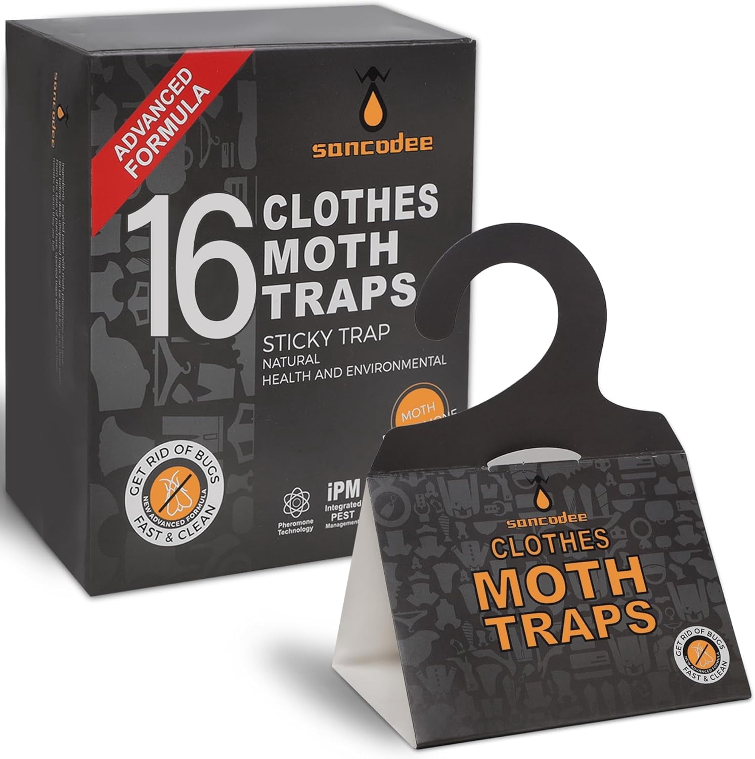16 Pack Clothes Moth Traps with Natural Pheromones, Clothing Moth ...