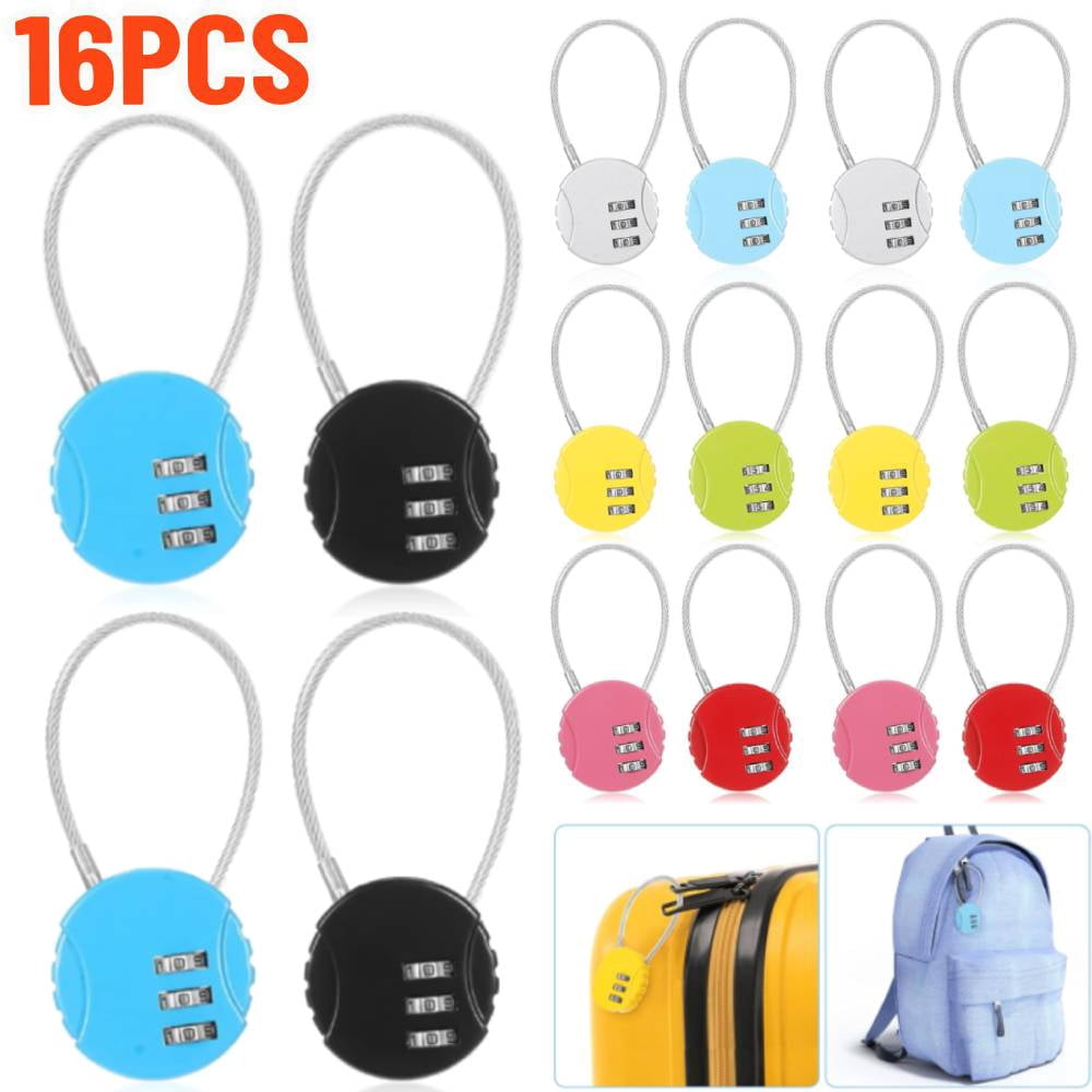 16 Pack Combination Lock 3 Digit Small Combo Luggage Number Cable ...