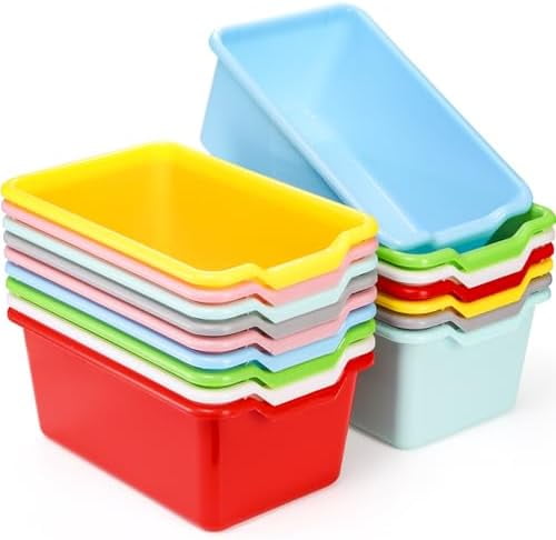 16 Pack Cubby Bins Classroom Toys Bins, Plastic Books Storage Bins ...