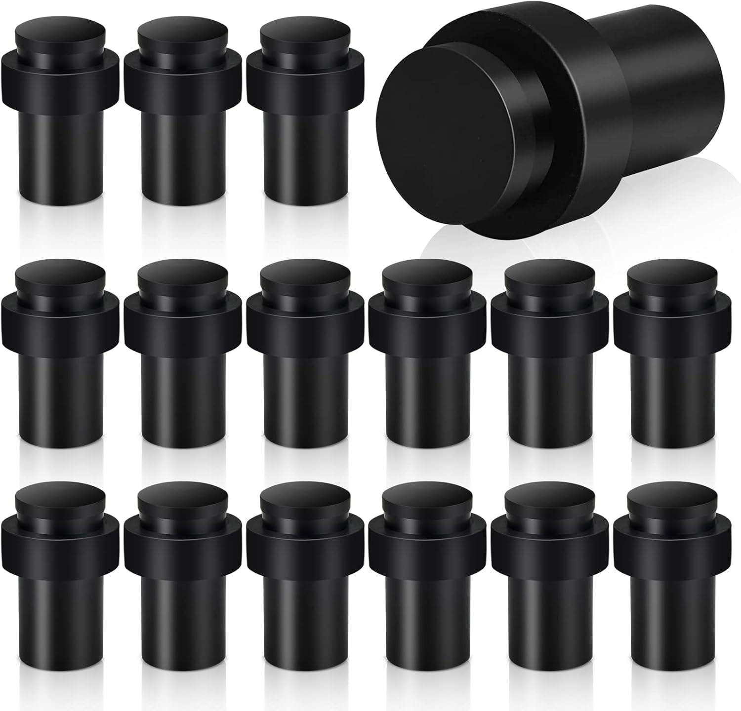 16 Pack Cylindrical Floor Mount Door Stop, Black Heavy Duty Door Stops ...