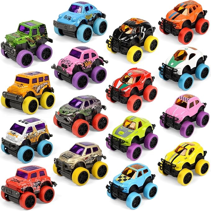 16 Pack Die-cast Mini Monster Truck for Boys and Girls,Pull Back Alloy ...