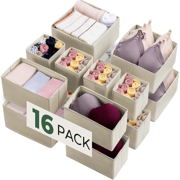 16 Pack Drawer Organizer Clothes, Dresser Drawer Organizers for ...