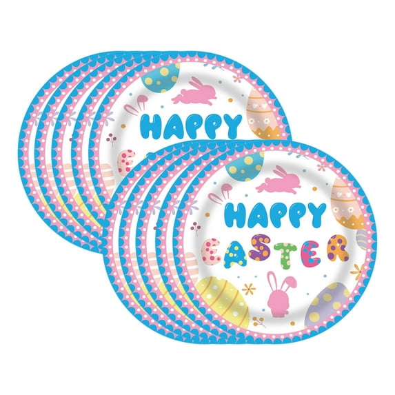 A 16-Pack Easter Party Plates Disposable With Festive Design, Durable ...