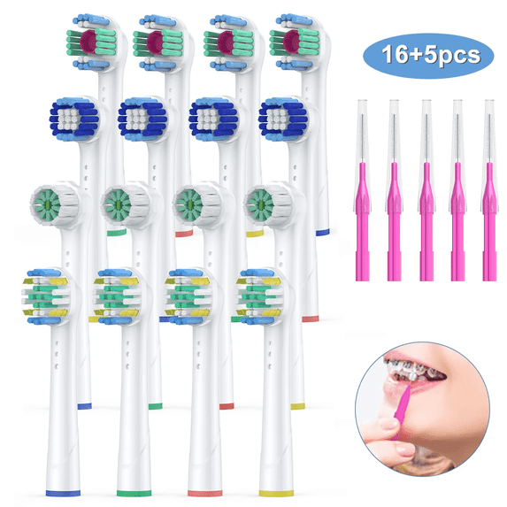 Dlopede Electric Toothbrush Replacement Heads, 16 Pack with 5 ...