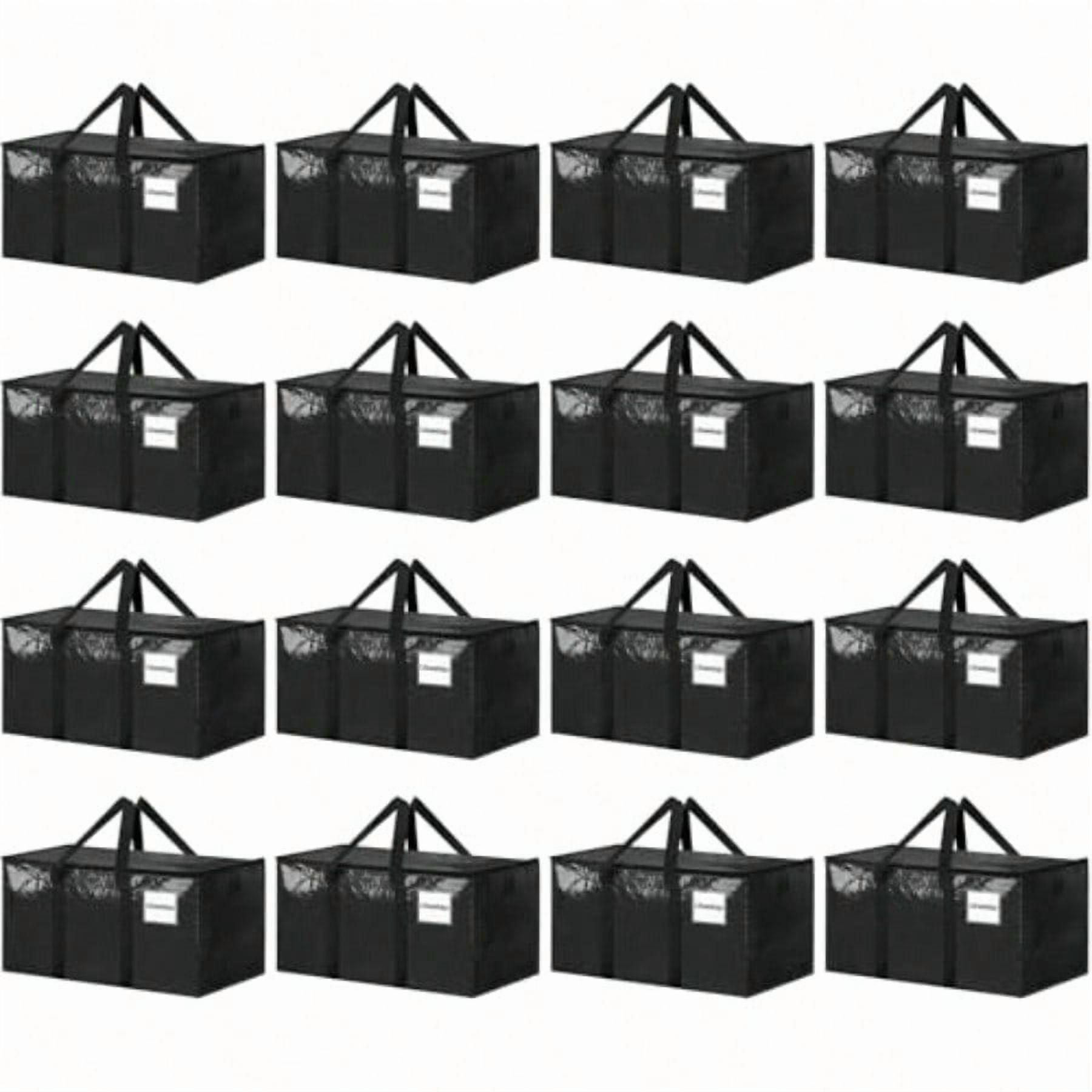 16 Pack Extra Large Heavy Duty Moving Bags Black Storage Bins with Lids ...