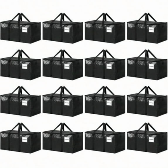 16 Pack Extra Large Heavy Duty Moving Bags Black Storage Bins with Lids ...