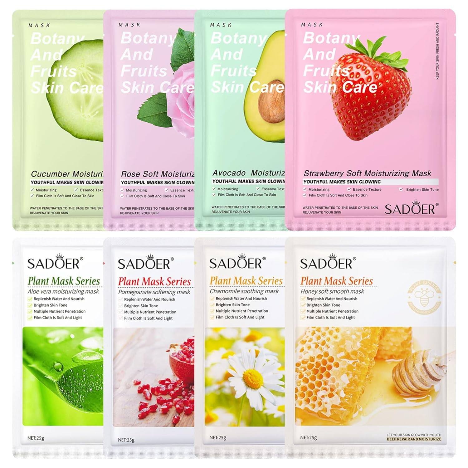16 Pack Face Masks Skincare Set,Hydrating Facial Sheet Masks ...