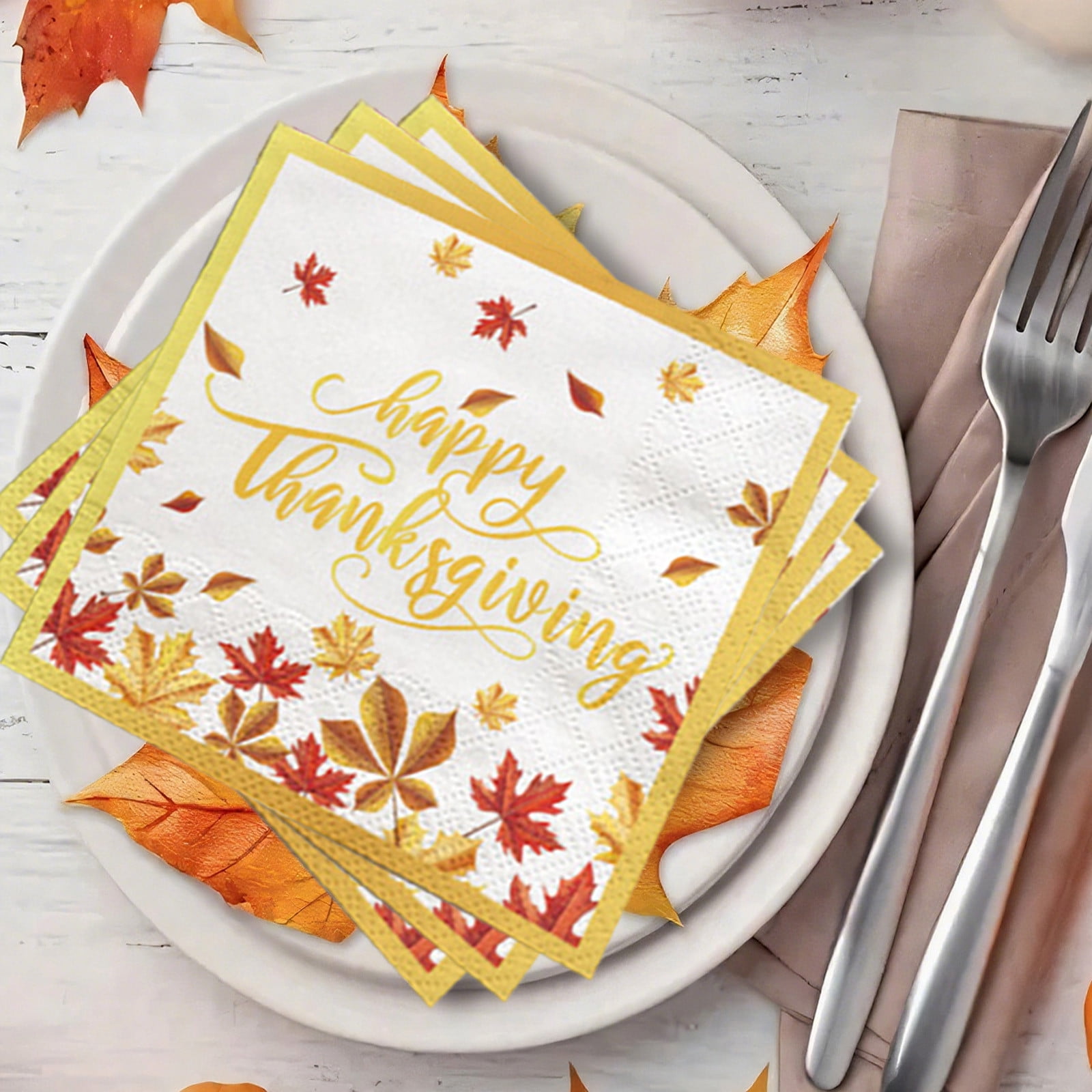 16 Pack Fall Maple Leaf Napkins for Thanksgiving Dinner,Autumn Party ...