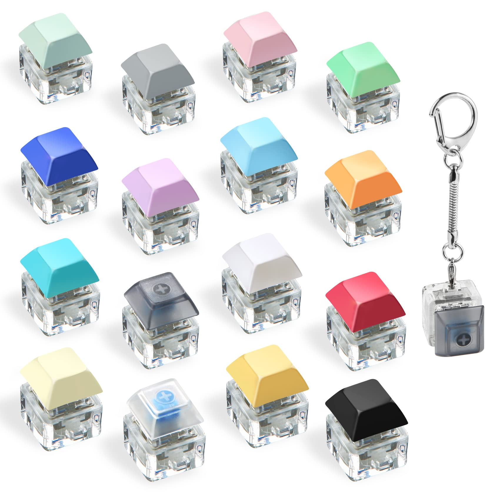 16 Pack Fidget Keycap Keychains 16 Colors DIY Crafts Party Supplies ...