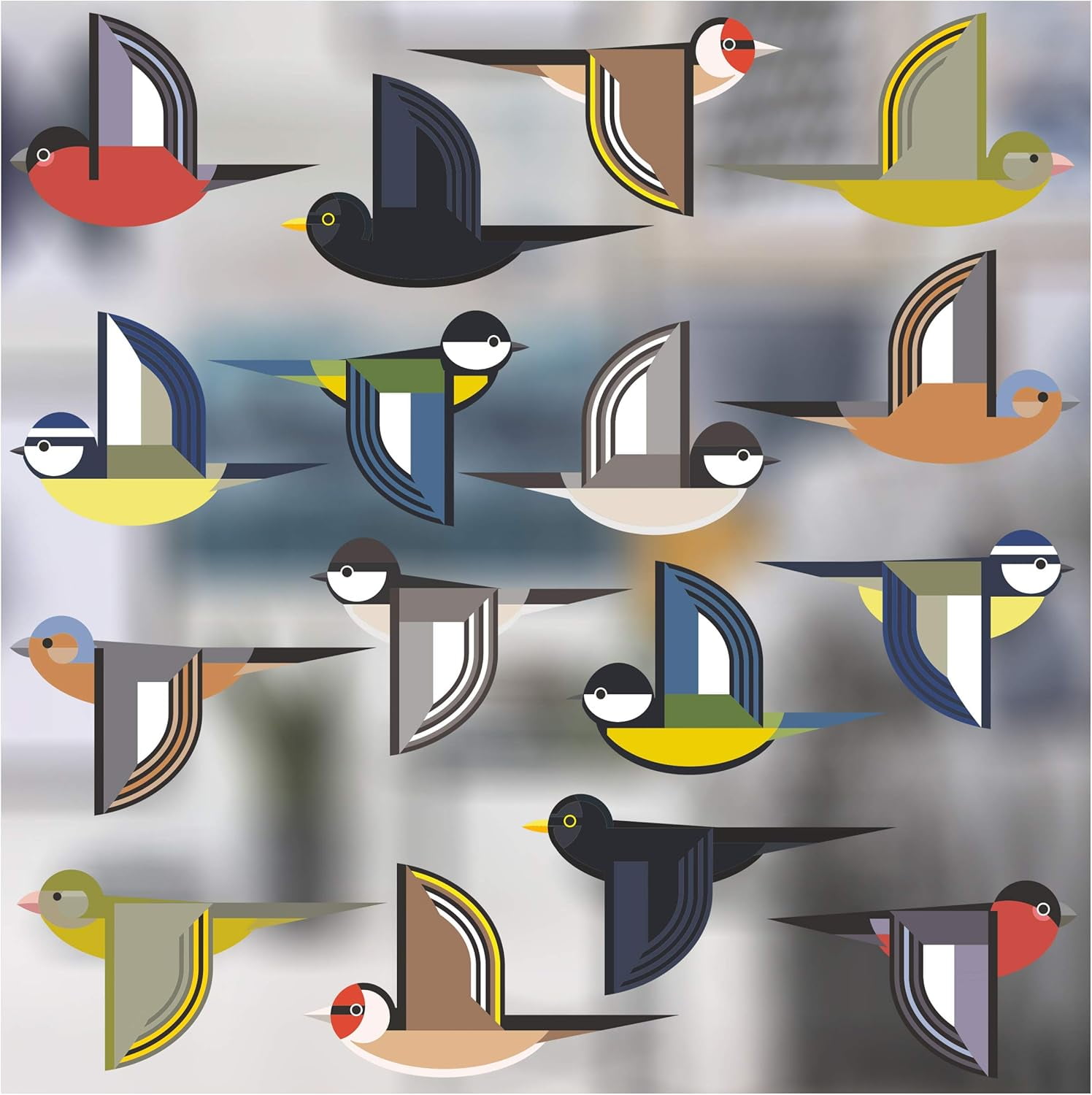 16-Pack Flock of Bird Window Clings - Lifelike, Colourful Window Decals ...