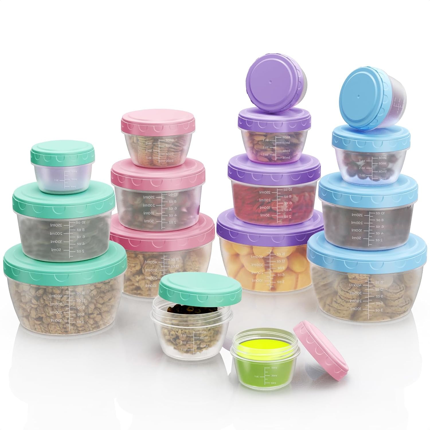 16-Pack Food Storage Containers with Lids - BPA-Free Salad Dressing ...