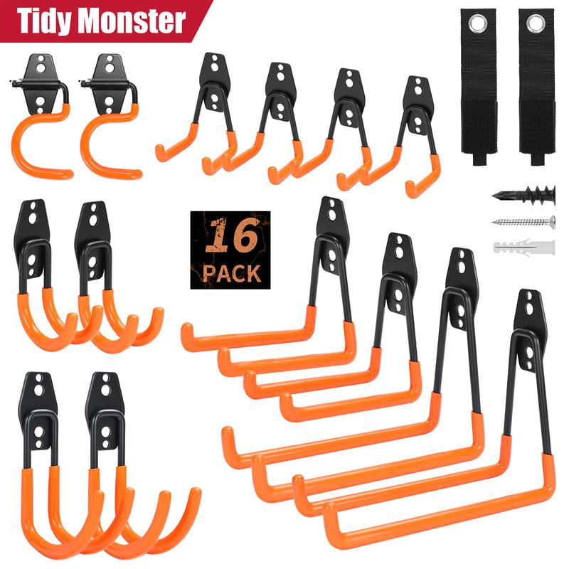 16 Pack Garage Hooks Heavy Duty Organization for Tools Wall Mount ...