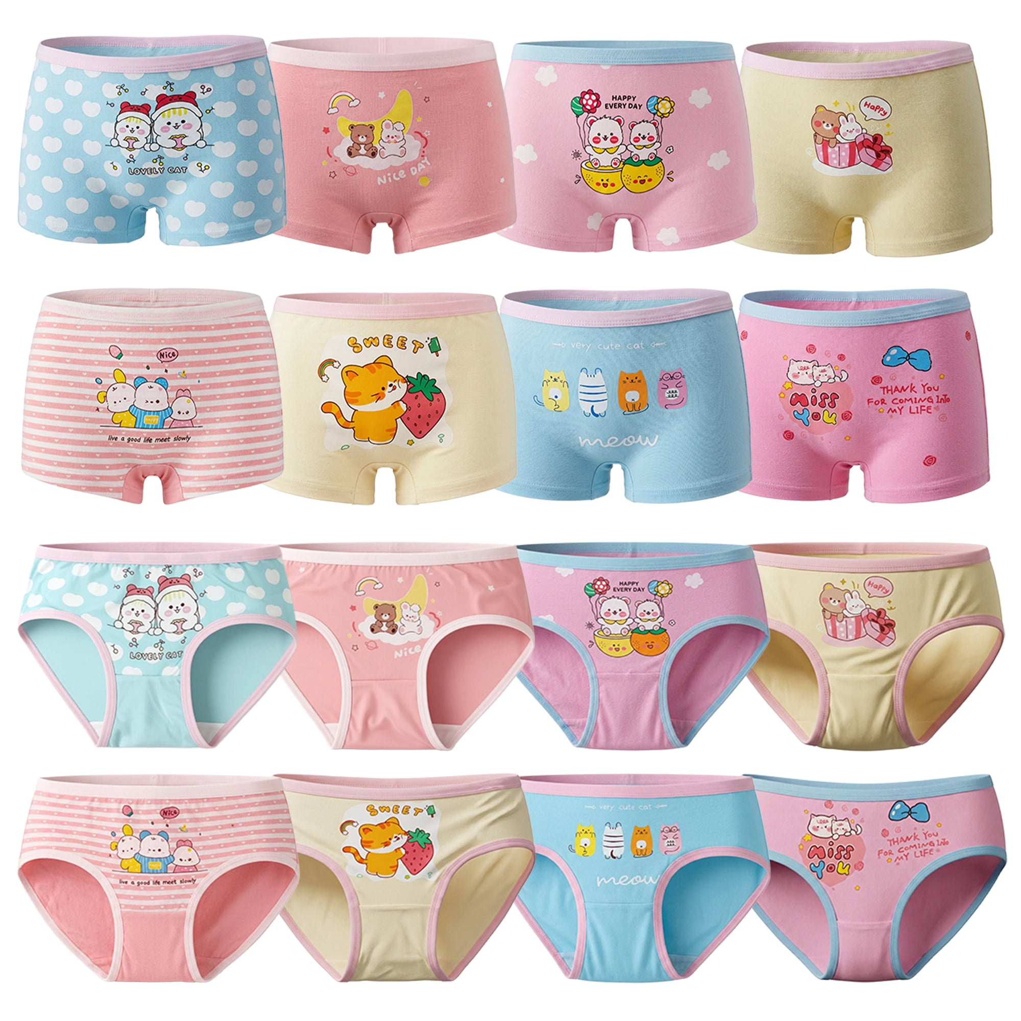 16-Pack Girls Boxer Briefs Underwear for Toddler, Soft Elastic Cartoon ...