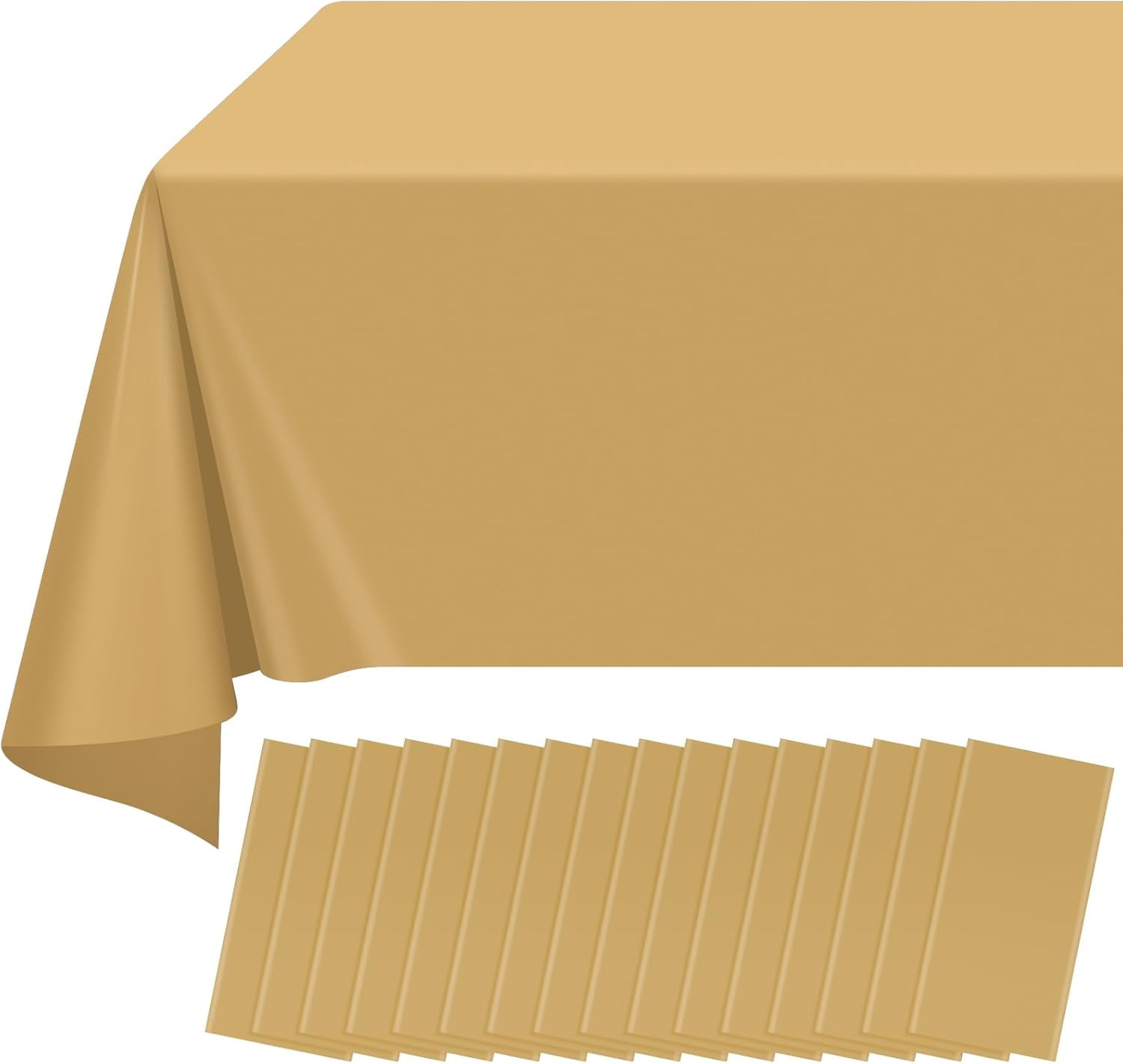 16 Pack Gold Plastic Tablecloth for Rectangle Tables, Premium ...