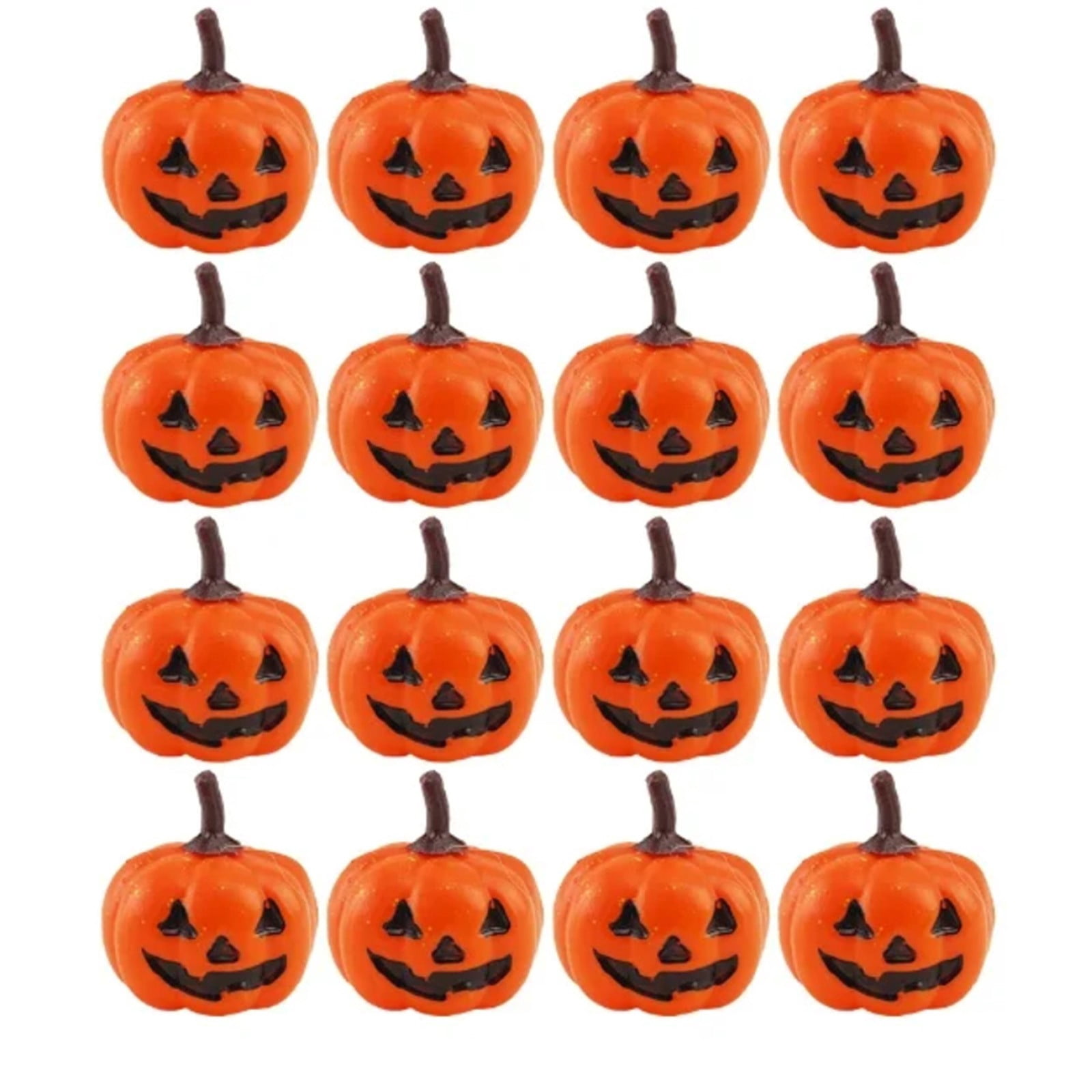 16 Pack Halloween Smiley Face Mini Pumpkins, Plastic Small Pumpkin ...
