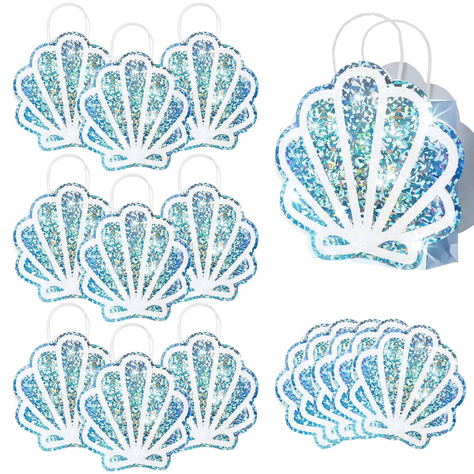 16 Pack Holographic PriNst SeaShell Gift Bags - Iridescent Mermaid ...