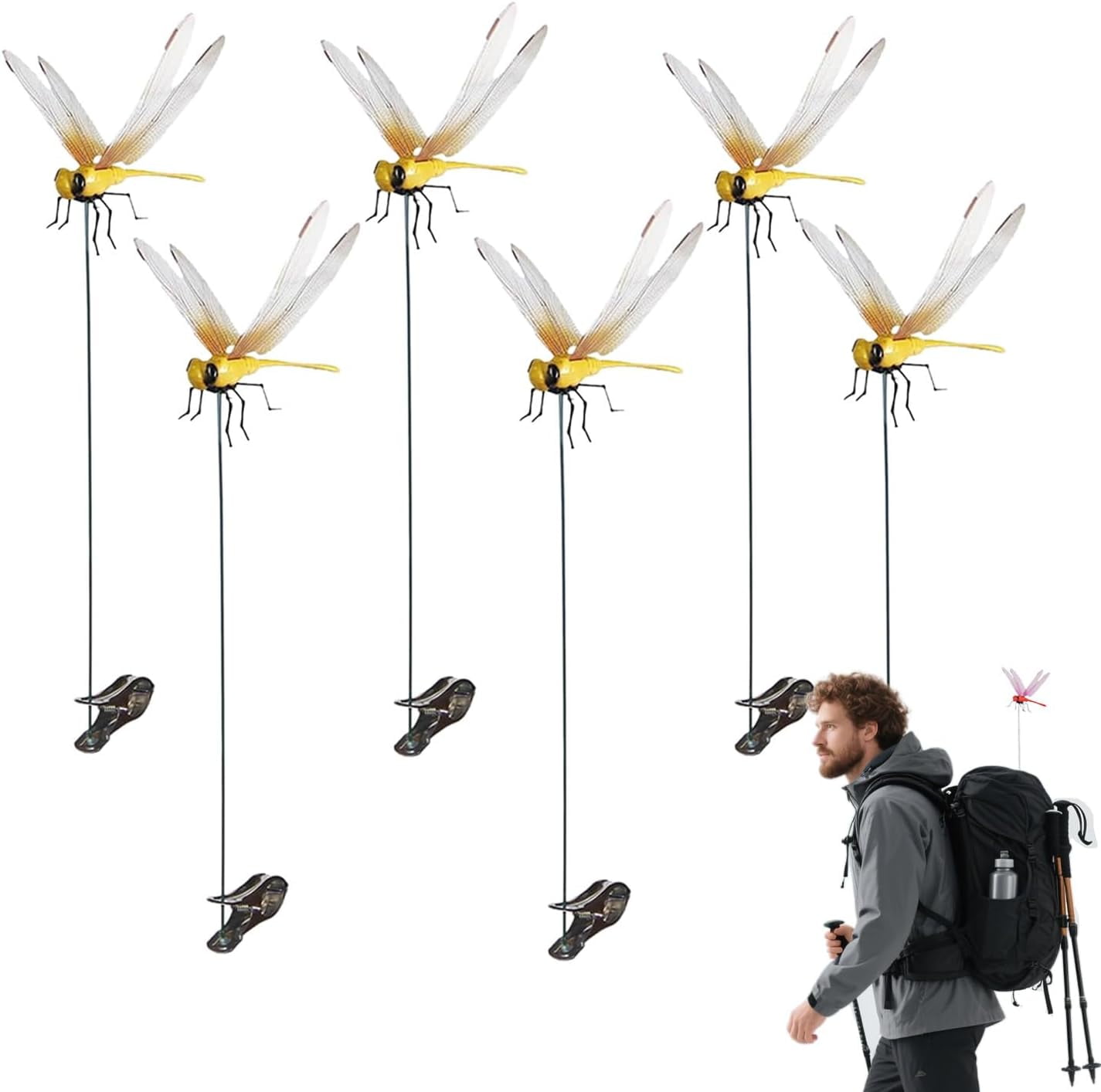 16 Pack Indoor & Outdoor Fake Dragonfly Rod Clip, 3D Artificial ...